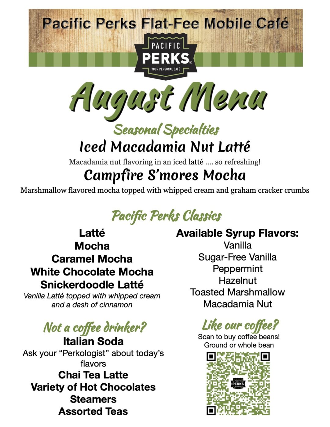Menu - Pacific Perks Coffee